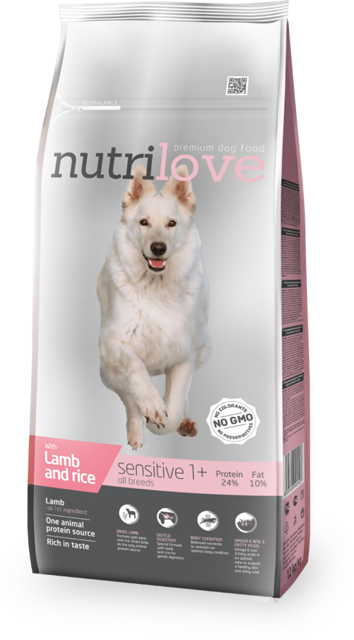 Nutrilove dog dry SENSITIVE lamb and rice - Zooandpet Pet Shop UAE